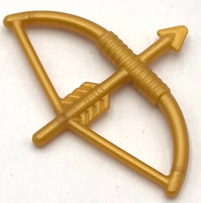 Lego New Pearl Gold Minifigure Weapon Bow Longbow w/ Arrow Drawn Part ...