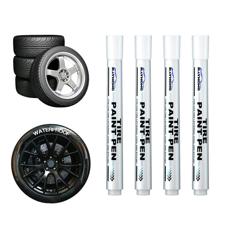 4pcs White Tire Letters Waterproof Permanent Paint Marker Pen Car Tires ...