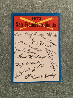 1973 Topps Baseball San Francisco Giants Team Checklist rare one star ...