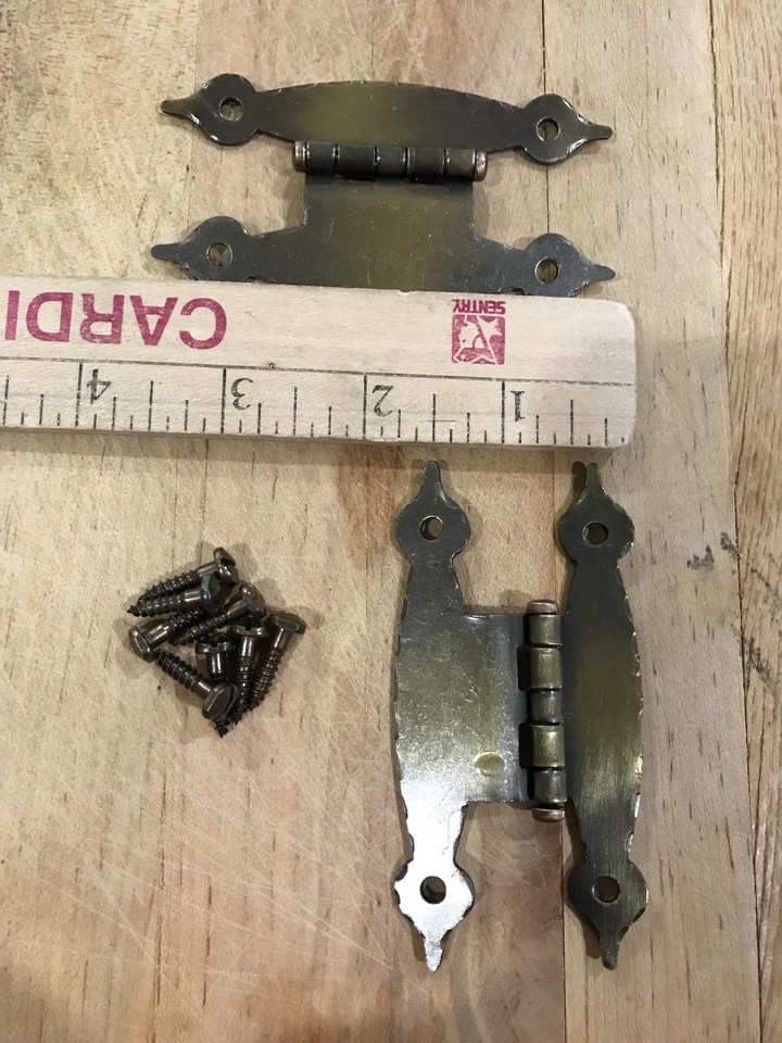 Vintage Brass Look Colonial H Style HINGES for 3/8" Offset Cabinet ...