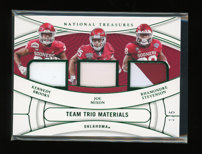 2022 National Treasures JOE MIXON STEVENSON BROOKS Triple Patch Emerald ...