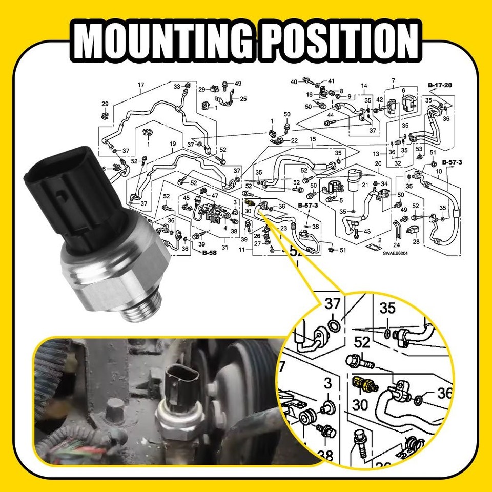 For 2014-2019 Acura ILX/TLX 2010-2013 ZDX 92CP20-3 1X A/C Pressure ...