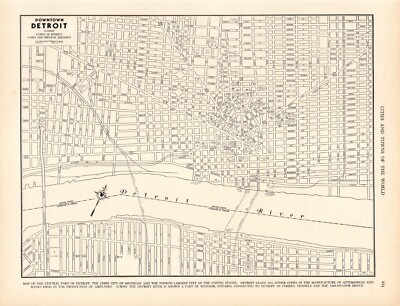 1937 Antique City Map of Detroit Michigan Detroit Street Map Wall Decor ...