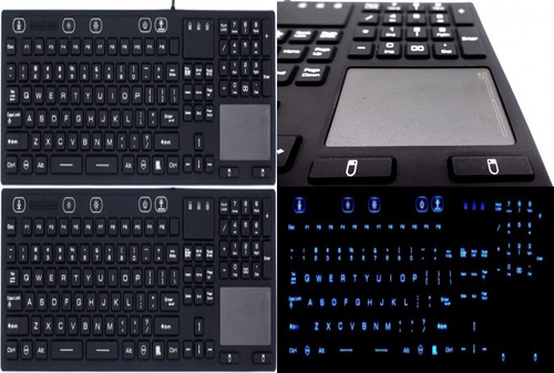 DSI LED Backlit Keyboard with Touchpad IP68 Waterproof Silicone Black ...