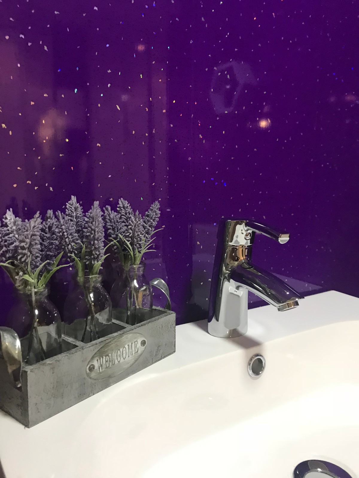 10 Purple Sparkle Glitter Bathroom Cladding PVC Plastic Shower Wall ...