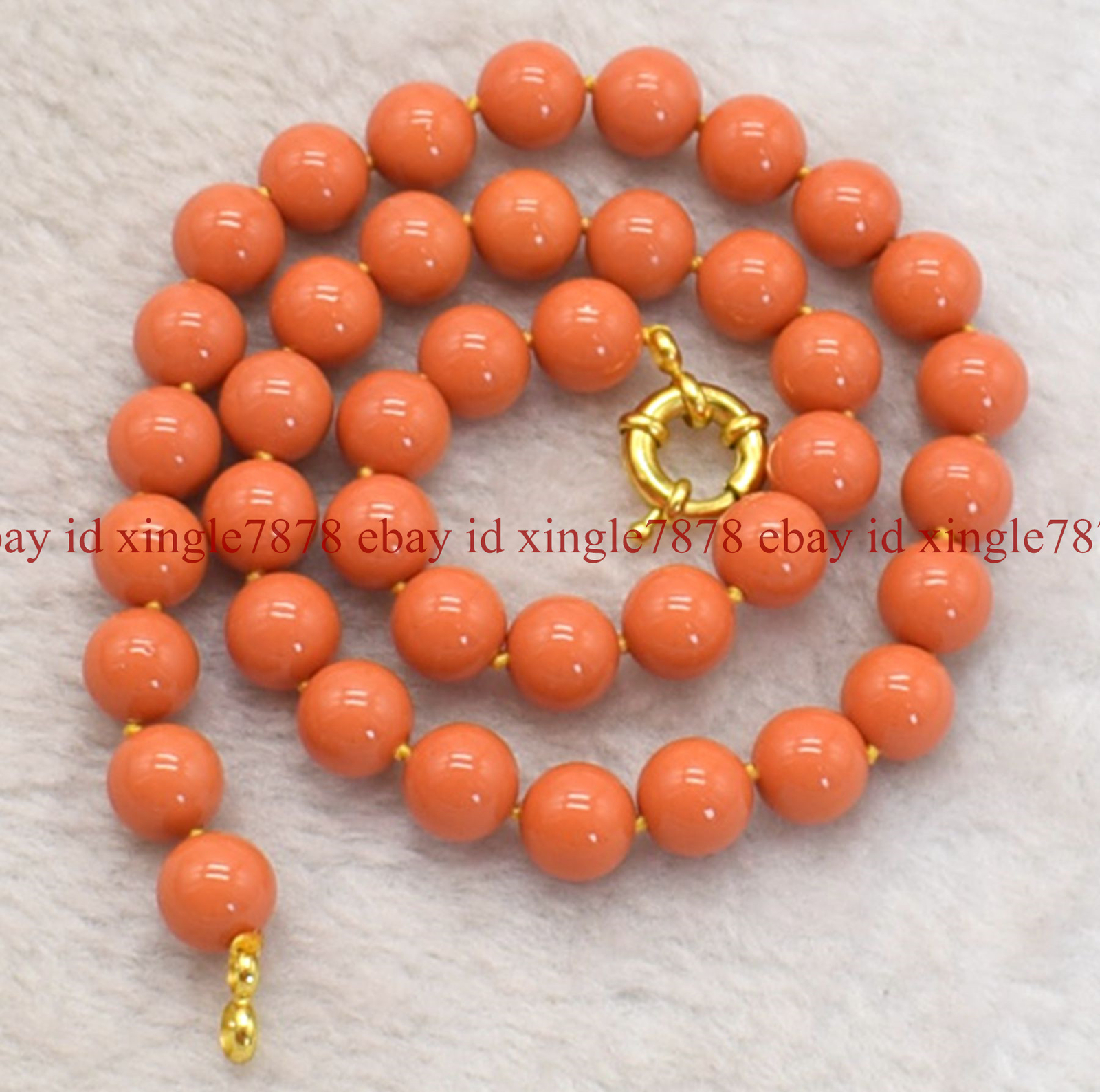 Beautiful 8/10/12mm Natural Orange South Sea Shell Pearl Necklace 18 ...