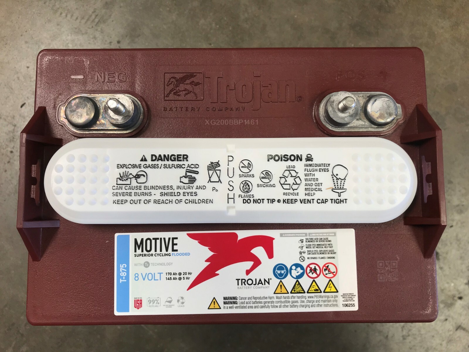 Trojan T-875 8 Volt Golf Cart Battery RV Marine Solar Deep Cycle | eBay