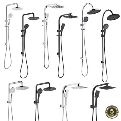 Decaura Shower Head Rail Set 10" Square Gooseneck 9" Shower Arm Brass ...