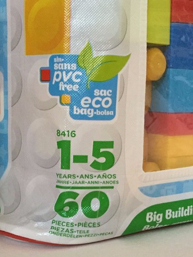 Mega Bloks Bag Over 60 Pcs First Builders Toddler Building Blocks Kids ...