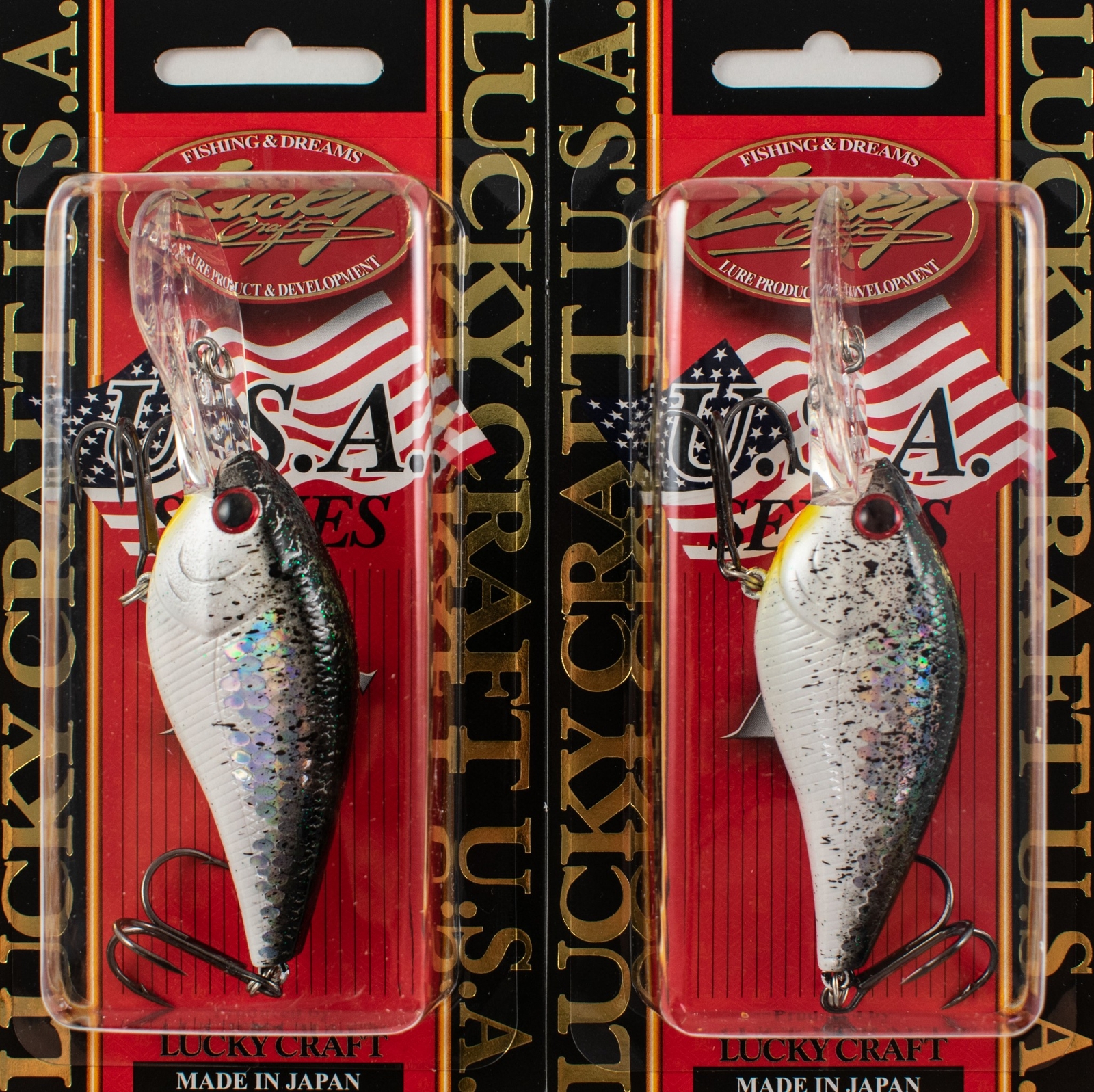 (LOT OF 2) LUCKY CRAFT LC 2.0XD CRANKBAIT 3/5OZ LC2.0XD-154 CRACK BLACK ...
