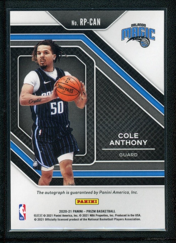 2020-21 COLE ANTHONY AUTO PANINI PRIZM PENMANSHIP ROOKIE RC AUTOGRAPHS ...