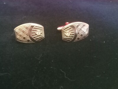 Men's Cufflinks Gold Tone With Faux Diamond Set On Each | eBay