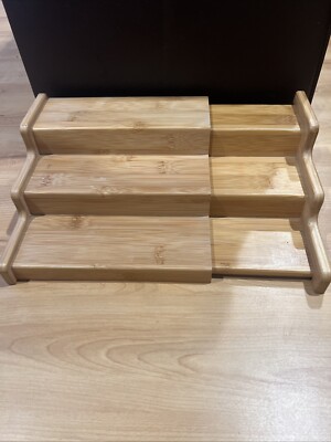 Seville Classics Bamboo Premium Wood 3-Tier Step Shelf Spice ...