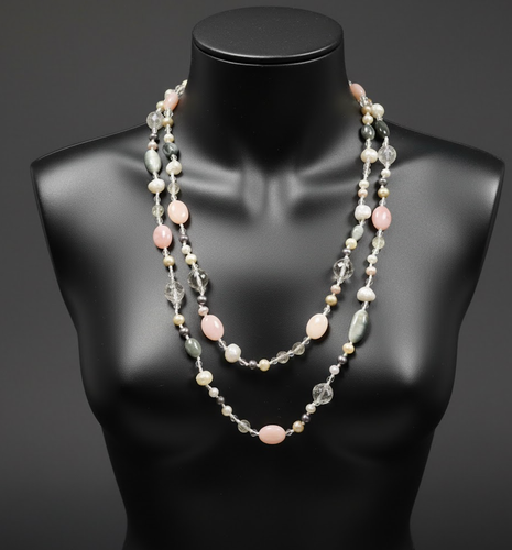 Collana lunga CHAN LUU quarzo rosa cristallo di perle d'acqua dolce | eBay