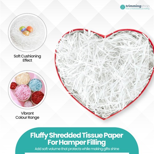 White Shredded Paper Luxury Packaging Hamper Gift Box Filler Soft ...