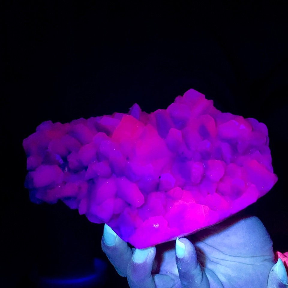 1.66LB Natural Pink Fluorescence Columnar Panda Calcite Mineral ...