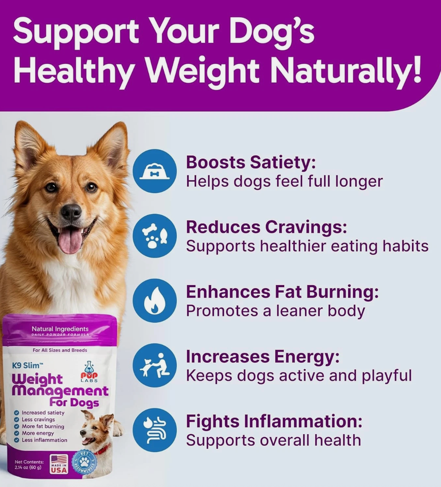 K9 Slim Dog Weight Loss Supplement, Natural Management 2.14 OZ, Beige ...