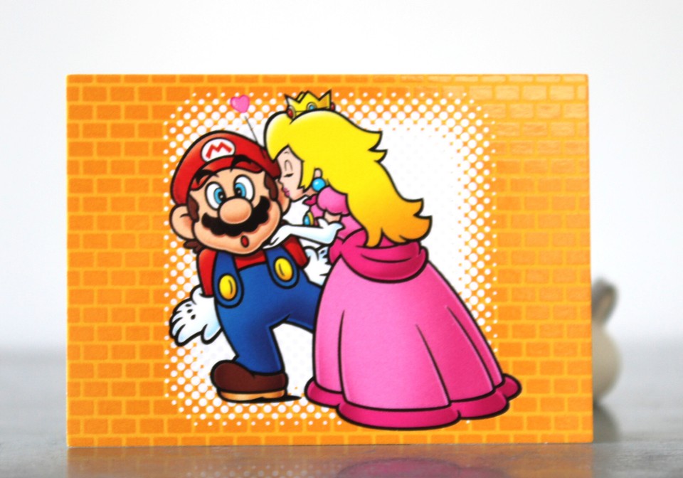Super Mario card TCG - 241 - Mario & Peach Kiss - Line Drawing Card ...