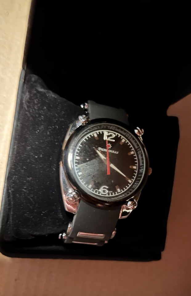 Bernoulli Mens Banyan Watch Gray Band/Black Dial 9615 NEW/NEEDS BATTERY ...