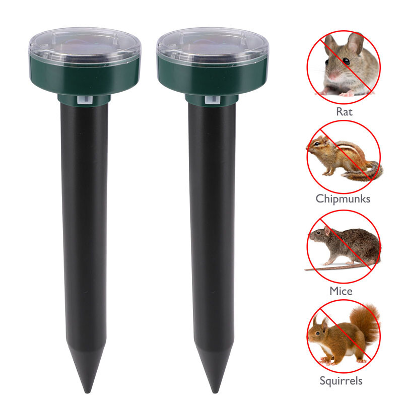 2-10PCS Solar Power Ultrasonic Animal Mice Gopher Pest Snake Repellent ...
