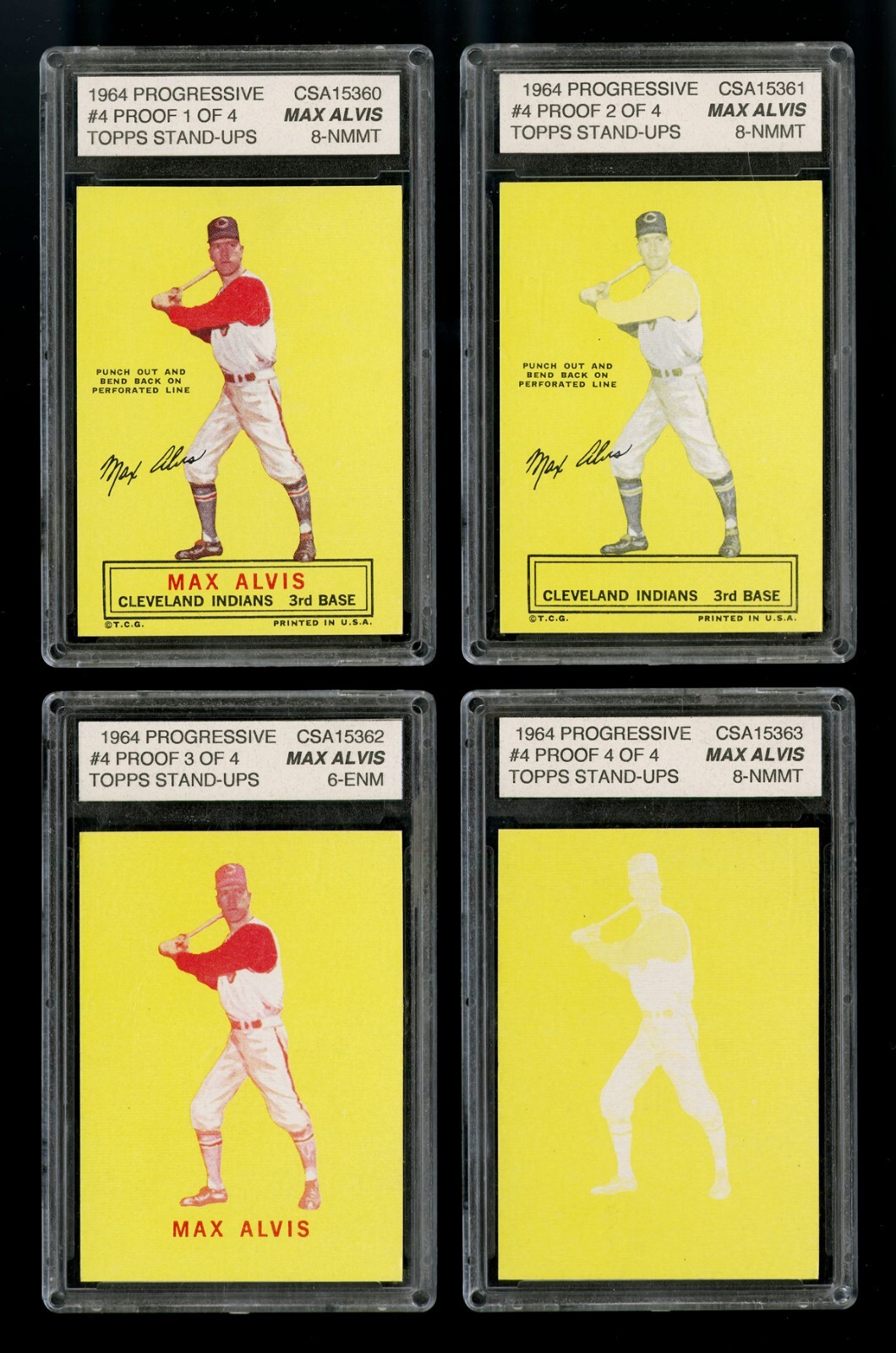 1964 TOPPS STAND-UPS #4 MAX ALVIS COMPLETE FOUR COLOR SET OF ...