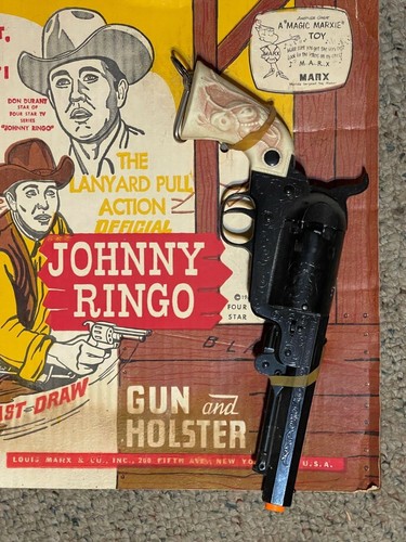 RARE VINTAGE JOHNNY RINGO GUN SET ON CARD STRANGEST FASTEST GUN IN THE ...