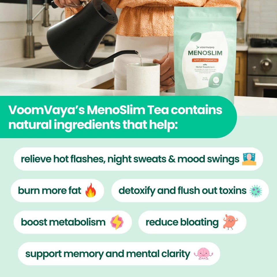 VoomVaya MenoSlim Tea - Hormone Balance Tea Perimenopause & Estrogen ...