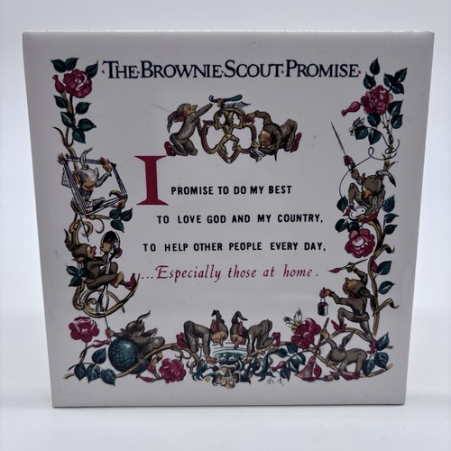 Vintage Girl Scout Brownie Promise Plaque 6x6 Excellent 1950s | eBay UK