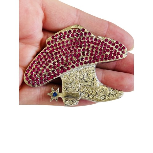 Jay Feinberg VTG Pin Brooch Signed Pink Rhinestone Cowboy Boot Retro ...