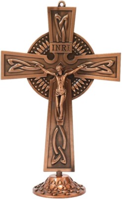 Antique Copper Plated Deatachable Standing Crucifix Desk Decoration ...
