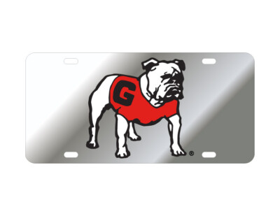 UGA GEORGIA BULLDOGS Mirrored Old Standing Dawg License Plate / Car Tag ...