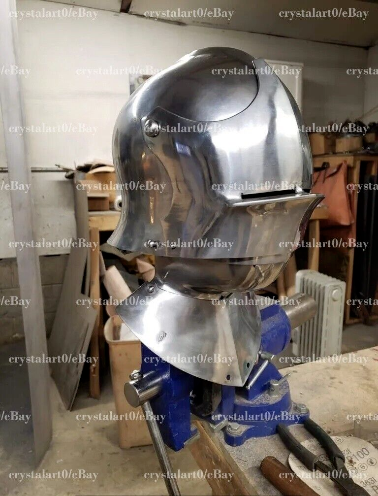 18GA Medieval German Sallet Helmet W Bevor 15th Century English Sallet ...