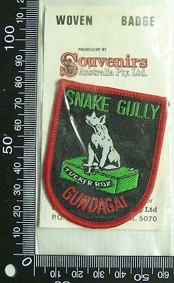 VINTAGE SNAKE GULLY GUNDAGAI EMBROIDERED SOUVENIR PATCH WOVEN CLOTH SEW ...