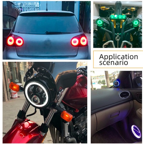 LED Angel Eyes Halo Rings Car Headlight RGB APP Bluetooth Wireless ...