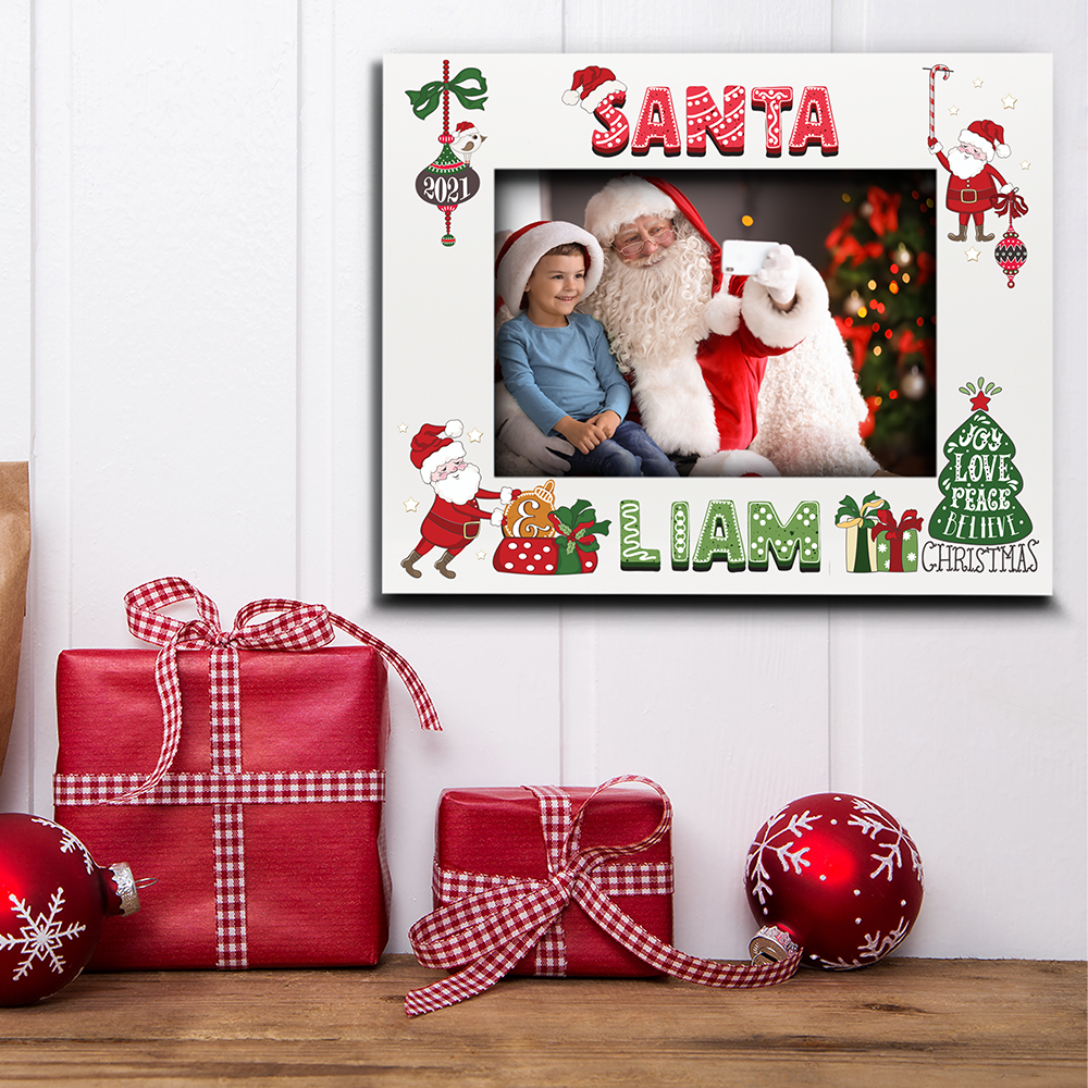 PERSONALIZE-Santa & Me Picture frame- Joy, Love, Peace, Believe ...