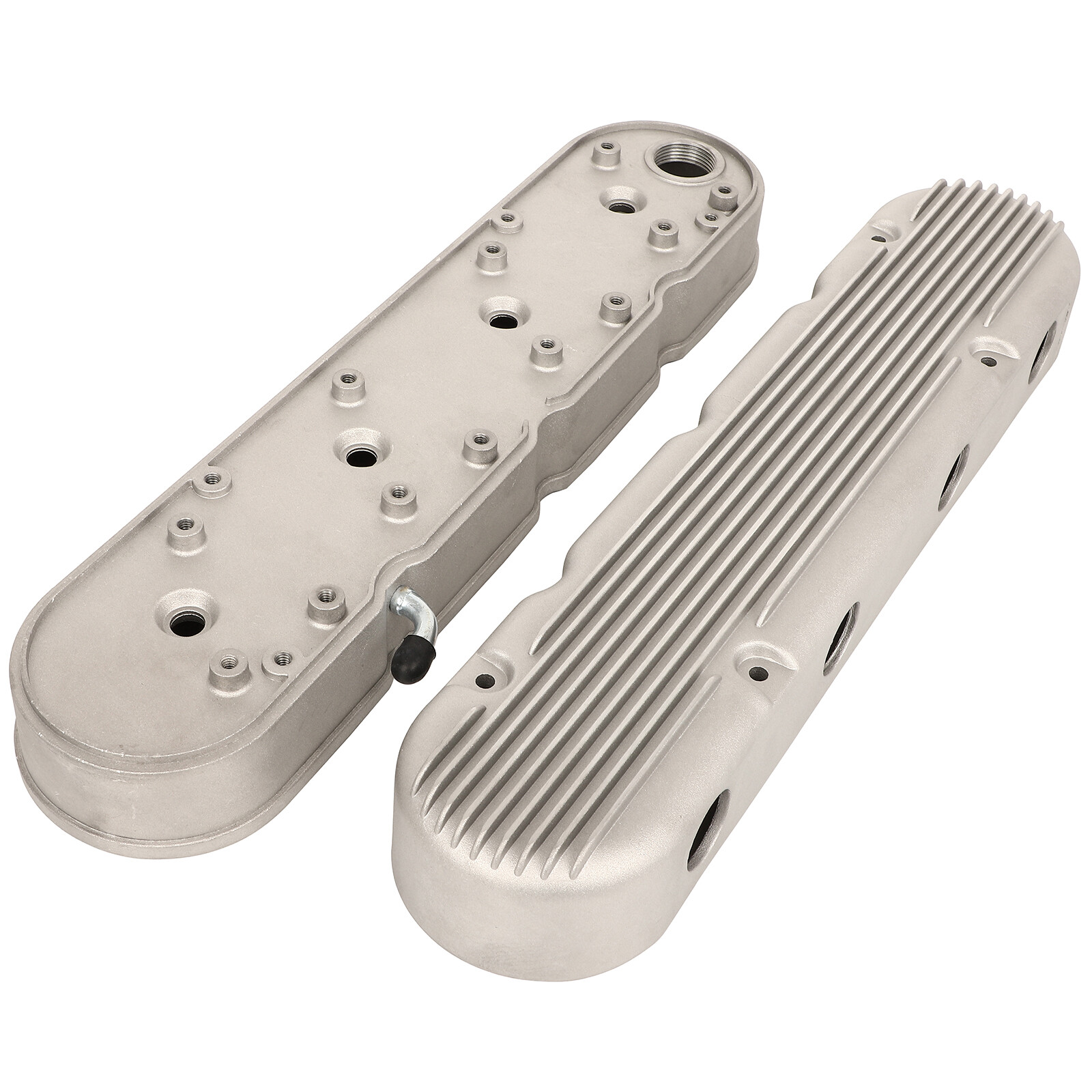 LS Finned Cast Aluminum Cast Valve Covers Silver For Chevy Small Block ...
