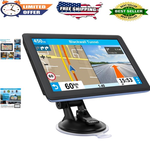 Car Truck GPS Navigation 7 Inch Touch Screen 2025 Maps Spoken Direction ...