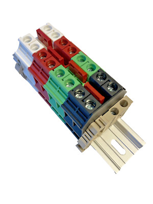 Power Distribution Parallel 60A Terminal Blocks L1 L2 DIN Rail Dinkle ...