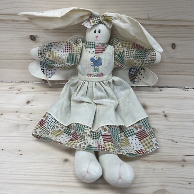 Anco Stuffed Easter Bunny Rabbit Rag Doll Vintage 1998 Dress Wings Big ...