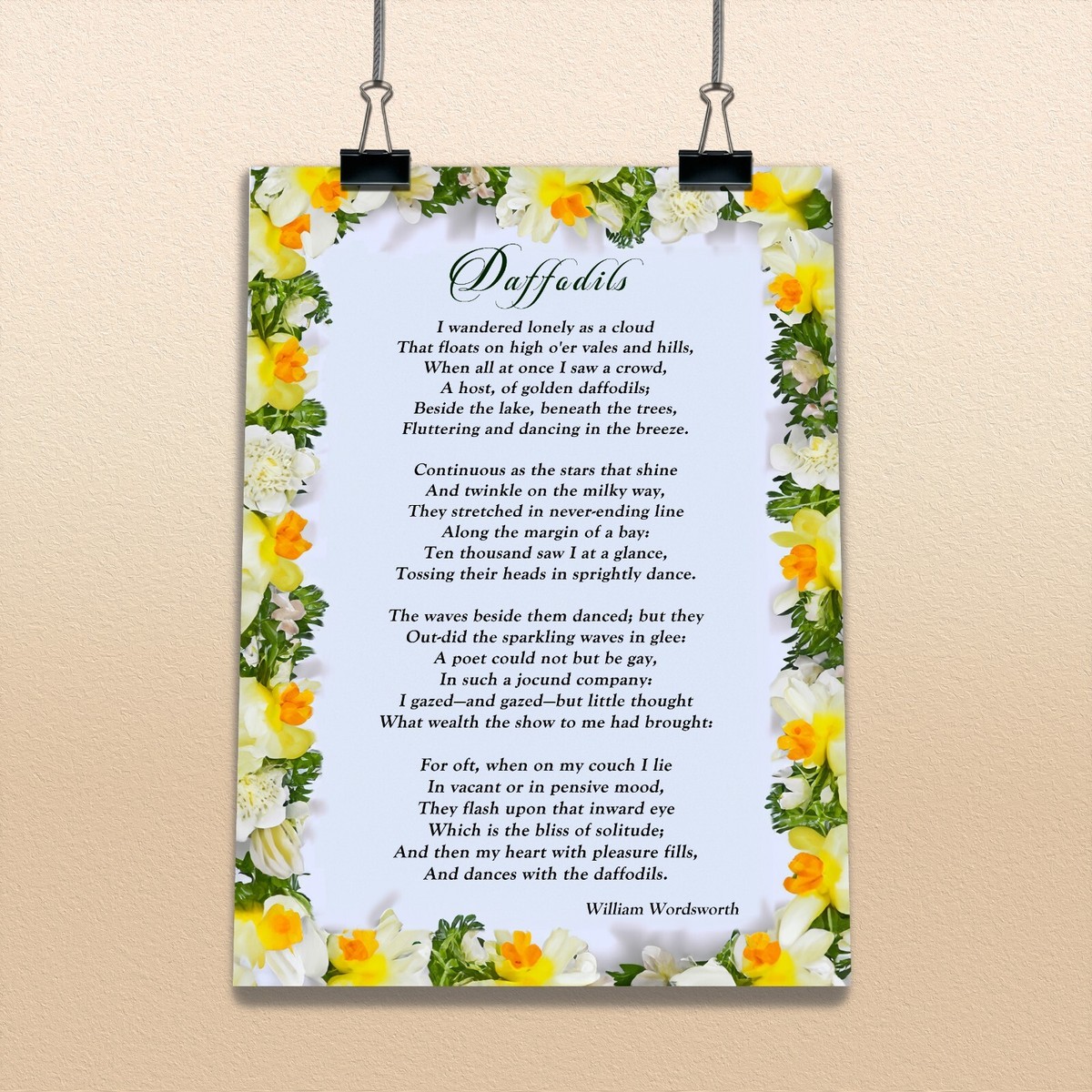 Daffodils Poem Text POETRY. POEM, Daffodils. By William Wordsworth