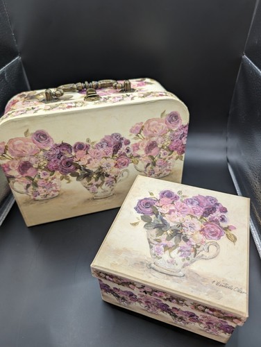Decorative Vintage Paper Box Set (Mini Suitcase With Handles and ...