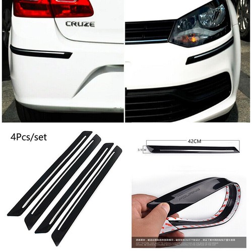 4pcs Car Front&Rear Bumper Protector Guard Strip Sticker Rubber Black ...