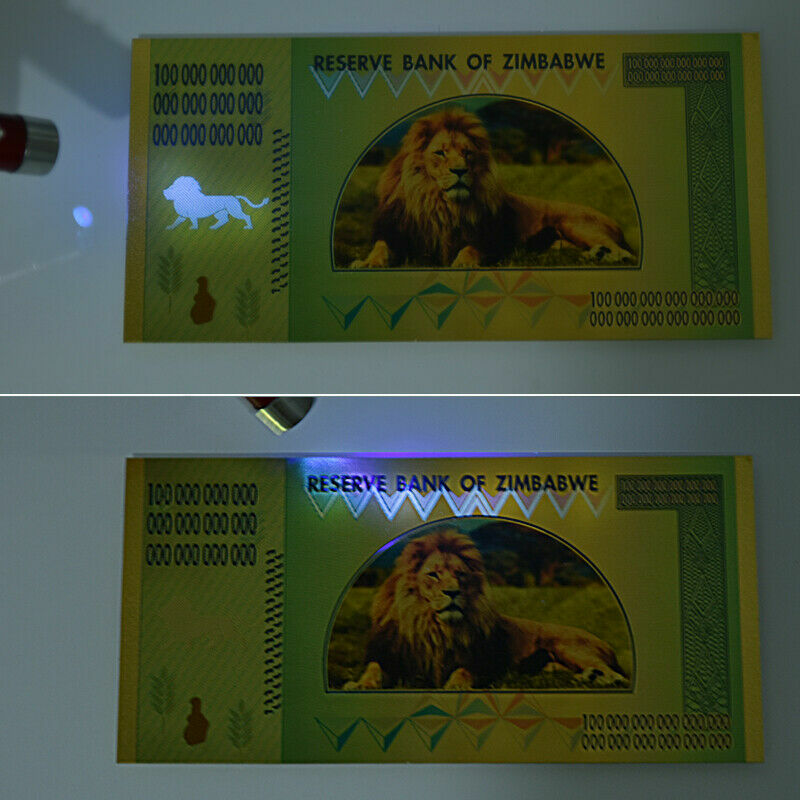 Zimbabwe 100 Decillion Dollars 24K Gold Foil Banknote Trillion Series ...