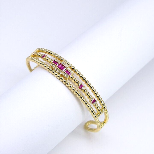 Gold Plated with Red Cubic Zirconia Jewelry Cuff Bangles | eBay