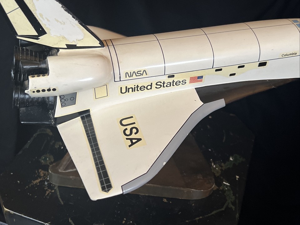 Vintage 1980s NASA Space Shuttle Columbia 14" Desk Wood Wooden Model 1/ ...