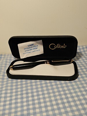 Vintage Colibri Pen Gemini Ball Point Black With Gold Trim In Hard Case ...