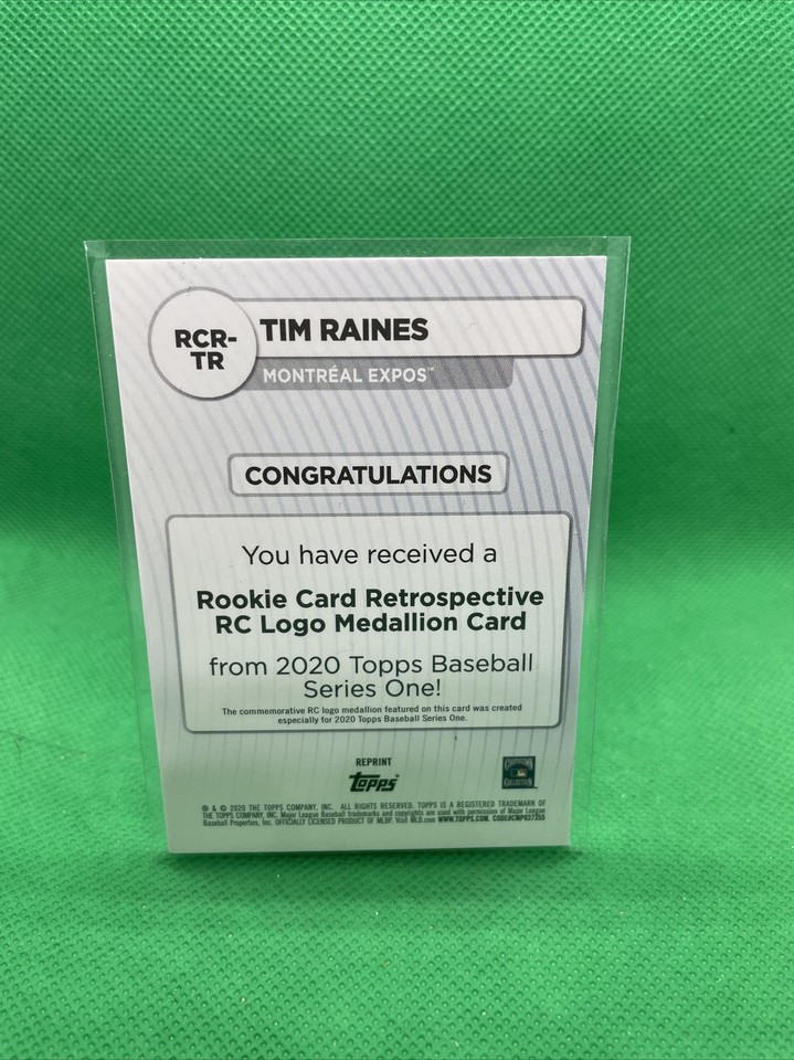 2020 Topps Rookie Card Logo Medallions Tim Raines #RCR-TR Montreal ...