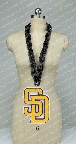 New MLB SAN DIEGO PADRES BLACK Jumbo Big Fan Chain Necklace Foam MI USA ...