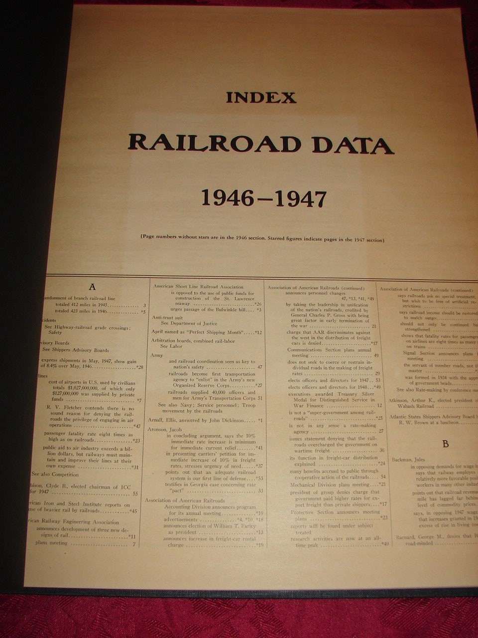 LVRR PRESIDENT'S COPY - RAILROAD DATA 1946-1947 C.A. MAJOR BUSINESS CAR ...