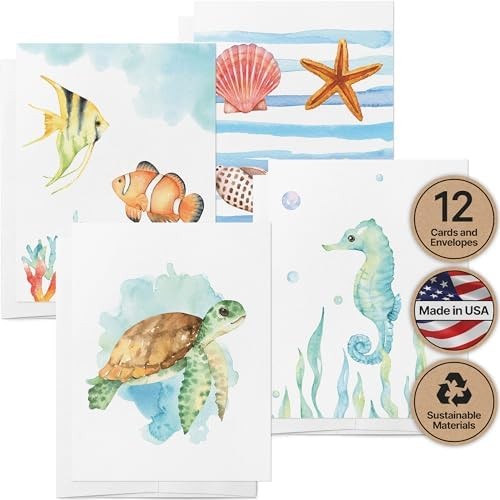 Assorted Ocean Themed Blank Note Cards Set | eBay